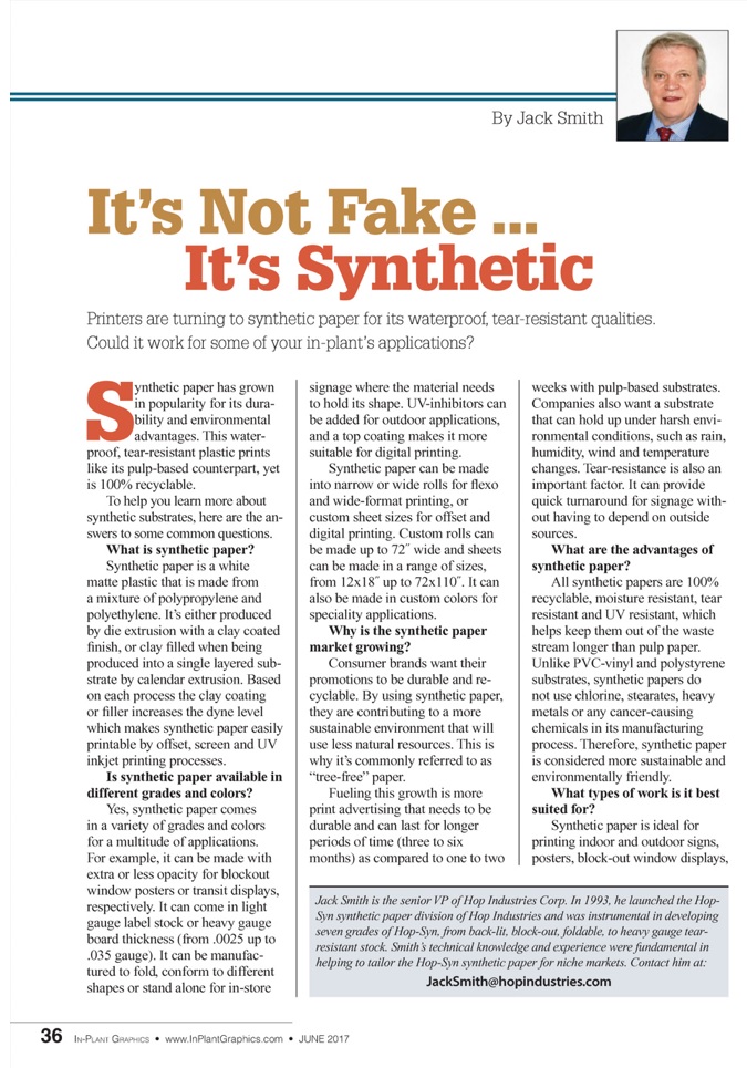 It's Not Fake… It's Synthetic | Hop-Syn PP Synthetic Paper